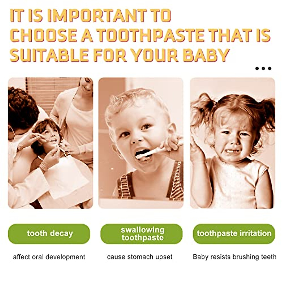 Foam Toothpaste Kids, Children Whitening Toothpaste with Low Fluoride & Natural Formula to Reduce Plaque, Toddler Foaming Toothpaste for U Shaped Toothbrush for Kids Ages 3 and Up (Strawberry&Orange)