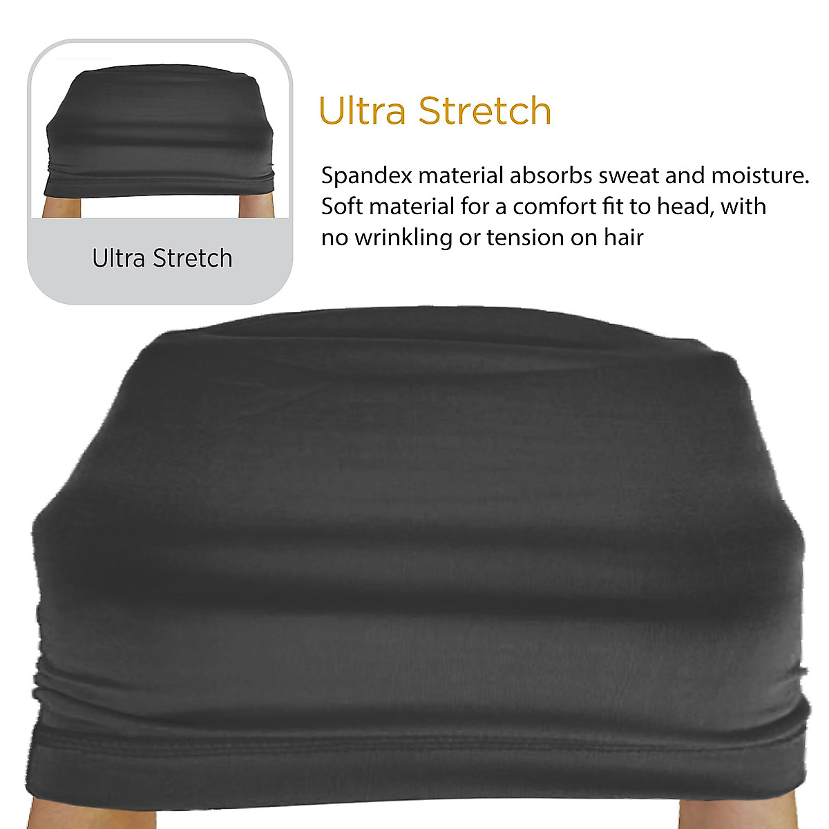 Titan Black Spandex Dreadlock Skull Cap 1PC, Super Jumbo Size