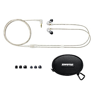 Shure SE215 PRO Wired Earbuds - Professional Sound Isolating Earphones, Clear Sound & Deep Bass, Single Dynamic MicroDriver, Secure Fit In Ear Monitor, plus Carrying Case & Fit Kit - Clear (SE215-CL)