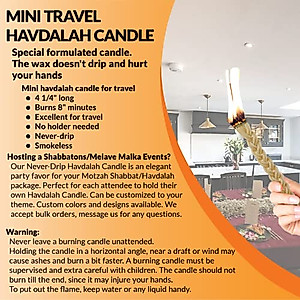 NEVER-DRIP Havdalah Candle - Dripless and Smokeless Beeswax Havdalah Candle - Handmade Braided Shabbat Candles, Mini Havdalah Candle For Travel and Jewish Gifts - 4" - Burns 8 Minutes - 2 Pack