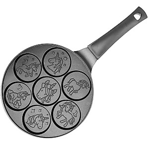 Unicorn Mini Pancake Pan - Make 7 Unique Flapjack Unicorns, Nonstick Pan Cake Maker Griddle for Breakfast Fun & Easy Cleanup, Magical Birthday Treat or Gift for Kids