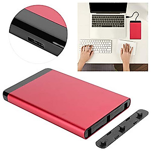 Garsentx Portable External Hard Drive Box 8TB SSD/HDD SATA Slim 2.5 Inches USB 3.0 Easy Installation for Windows (Red)