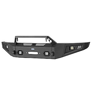 Hooke Road for Ford F150 09-14 Steel Front Winch Bumper + Rear Bumper Compatible with F-150 2009 2010 2011 2012 2013 2014 (Excluding Raptor) Pickup Truck