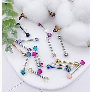 VANGOT 30Pcs 14G Surgical Steel Tongue Rings for Women Stainless Steel Nipple Rings Barbell Body Piercing