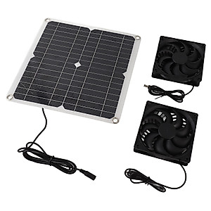 Solar Panel Powered Dual Fan, Portable Solar Panel 2 Exhaust Fan Efficient Energy Conversion 12V 10W for Greenhouse Shed