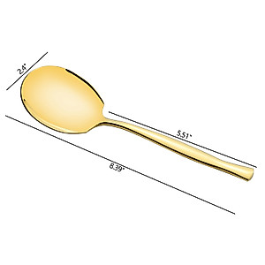 Taysisiter 8 Pieces Stainless Steel Serving Spoon, Gold Buffet Serving Spoons