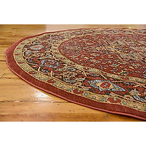 Unique Loom Sahand Collection Traditional Geometric Classic Red Round Rug (8' 0 x 8' 0)