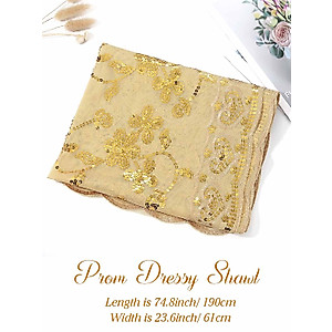 EASEDAILY Women's 1920s Shawls and Wraps for Evening Party Dress Sparkling Sequin Deco Wedding Scarf for Bride