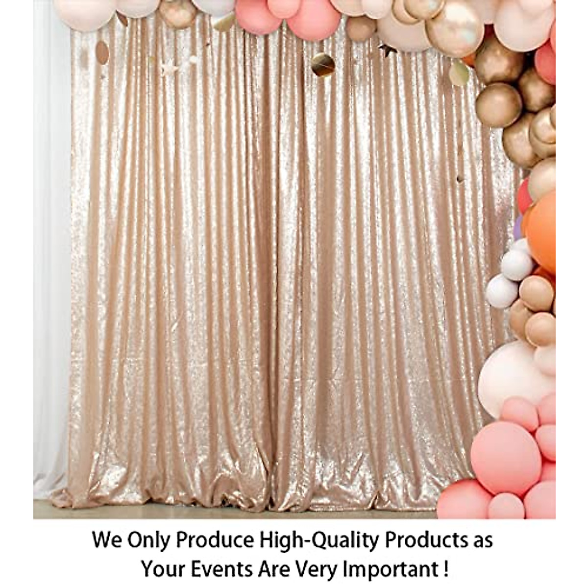 ShinyBeauty PHOTOBOOTH Background Best Choice-7FTx7FT-Champagne-Sequin Photography Backdrop Curtains for Wedding