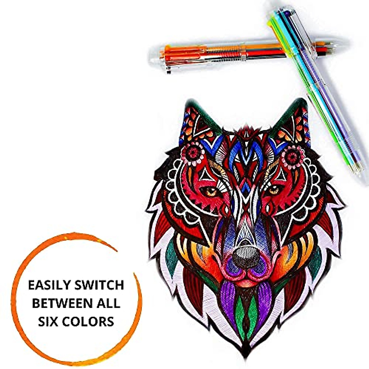 Multicolor Pens - 24 Pack of 6-in-1 & 12 Pack of 10-in-1 Retractable Ballpoint Pens - 6 Vivid Colors in Every Pen - Best for Smooth Writing - Back to School Supplies - By Hieno (24 Pack 6 in 1 Pens)