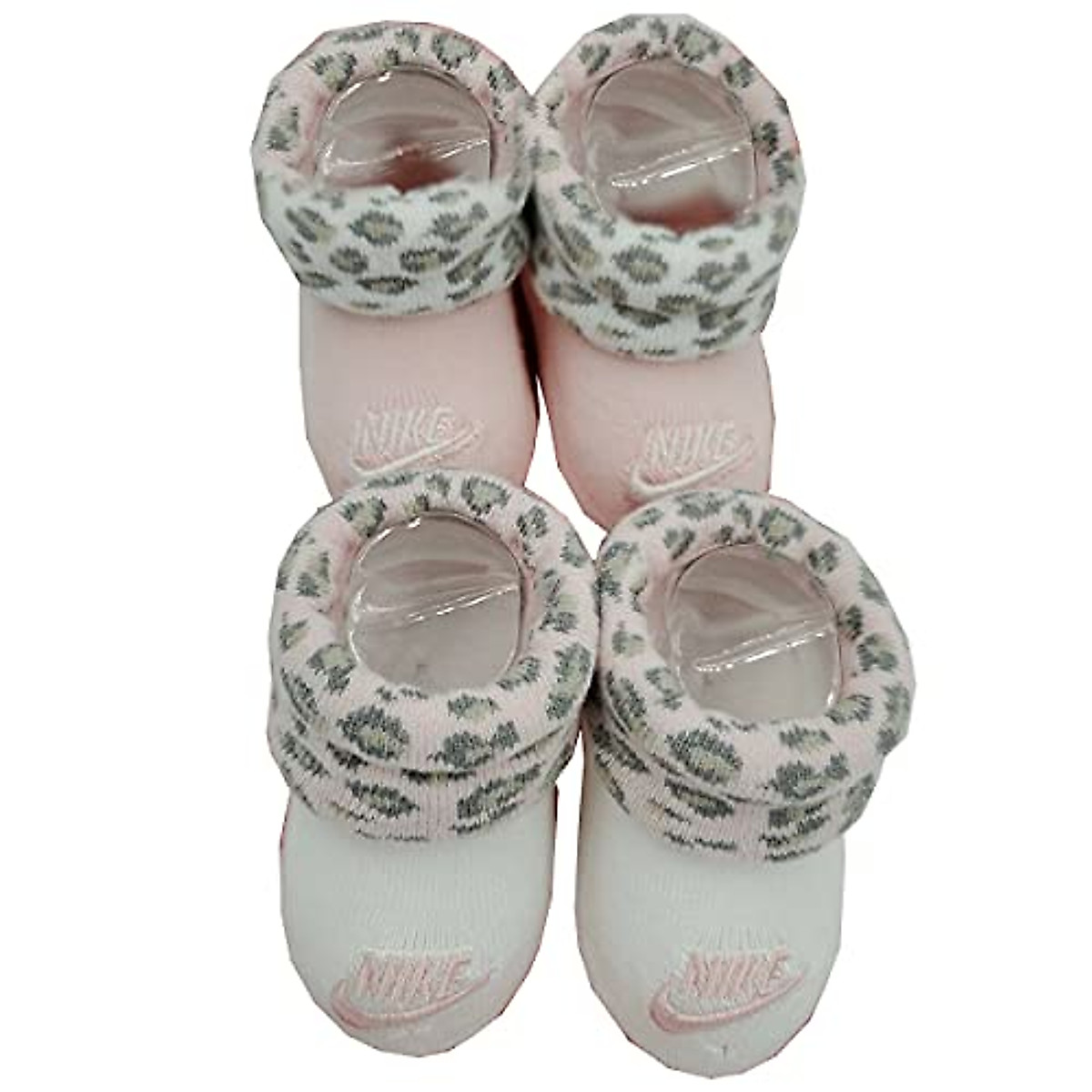 Nike Infant Baby Futura Booties 2 Pack (Pink Leopard, Newborn)
