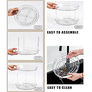 Amasses 3 Tier Clear Lazy Susan Organizer, 360 Degree Rotating Round Lazy Susan Turntable 9" Non-Skid Rotating Organization Storage Container for Kitchen, Cabinet, Pantry