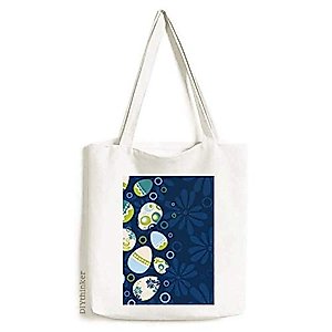 Easter Festival Egg Stripe Circle Tote Canvas Bag Shopping Satchel Casual Handbag