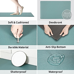 AUTODECO Kitchen Mats and Rugs Set of 2 - Cushioned Anti-Fatigue Kitchen Rug for Floor Washable 17"x29" +17"x59", Turquoise