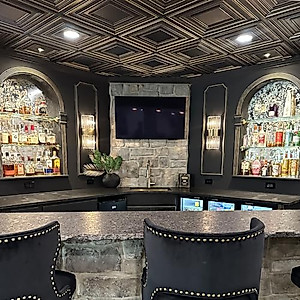 Schoolhouse-Faux Tin Ceiling Tile - Antique Brass 25-Pack