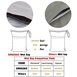 SMALLKE 2 pack Wet Bags ,Baby Wet Dry Cloth Diaper Bags,Waterproof Washable, Reusable for Travel, Stroller, Pool,Beach, Wet Swimsuits,Dirty Gym Clothes, Mommy Bag Pink White