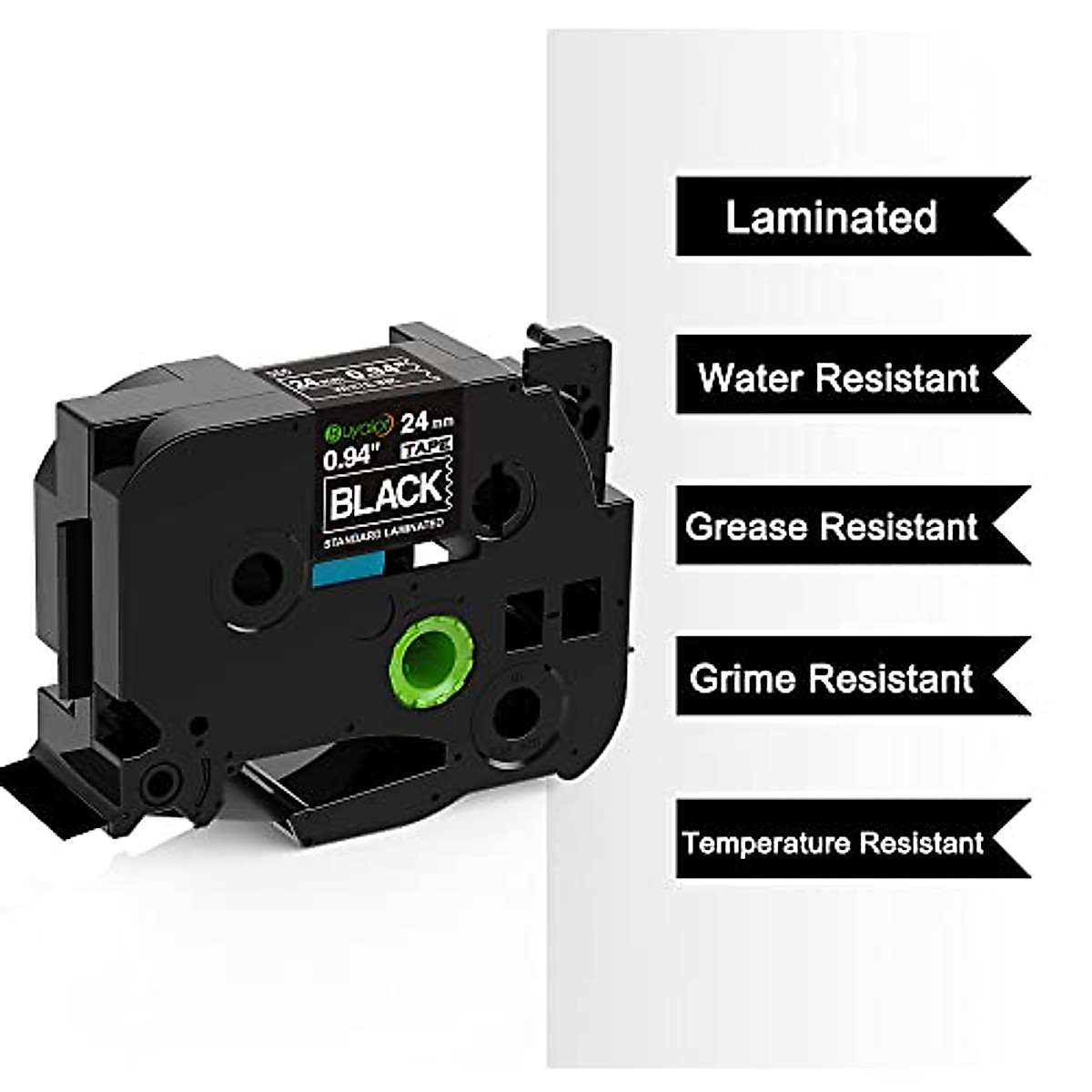 Buyalot Compatible Label Tape Replacement for Brother Ptouch Label Maker Tape, TZe-355 24mm 1 Inch Standard Laminated White on Black Compatible with Brother Ptouch PTD600 PTP700 PT2300, 2-Pack