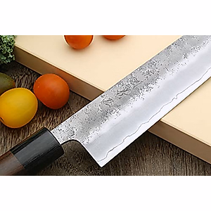 Yoshihiro Stainless Clad Nashiji Ginsan High Carbon Stain Resistant Steel Kiritsuke Multipurpose Chefs Knife (9.5"(240mm) & No Saya)