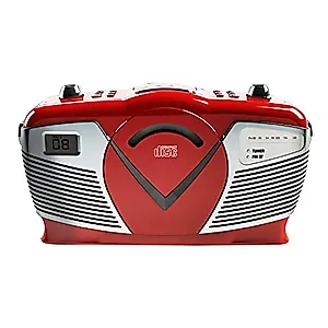 PROSCAN Retro Style Portable CD Boombox with AM/FM Radio- Top Loading CD - Aux-in Jack - AC & Battery Compatible - LCD Display - Carrying Handle