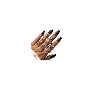 Harry and Henry Snake Ring Set Adjustable Vintage Reptile Serpent Snake Stackable Rings for Women Punk Knuckle Rings Snake Jewelry Halloween Medusa Costume Cosplay Accessories