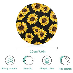 Bagea-Ka Oil Painting Sunflower Flowers Pattern With Black Pattern Tempered Glass Cutting Board 8" Round Kitchen Decorative Chopping Board Small