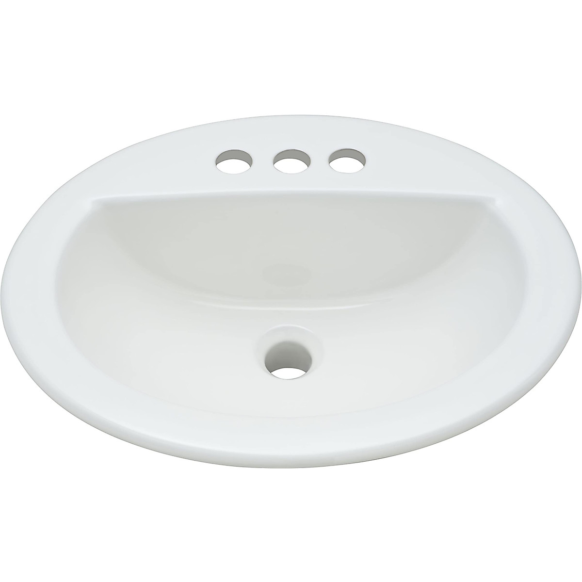 PROFLO PF19164WH PROFLO PF19164 Rockaway 19" Oval Vitreous China Drop In Bathroom Sink with Overflow and 3 Faucet Holes at 4" Centers