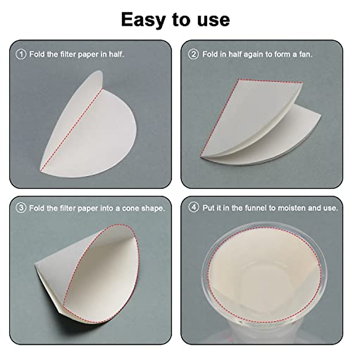 stonylab Quantitative Filter Paper, 100 Pack Slow Flow Rate Cellulose Filter Paper Circles with 10 Micron Particle Retention, 94 mm Diameter