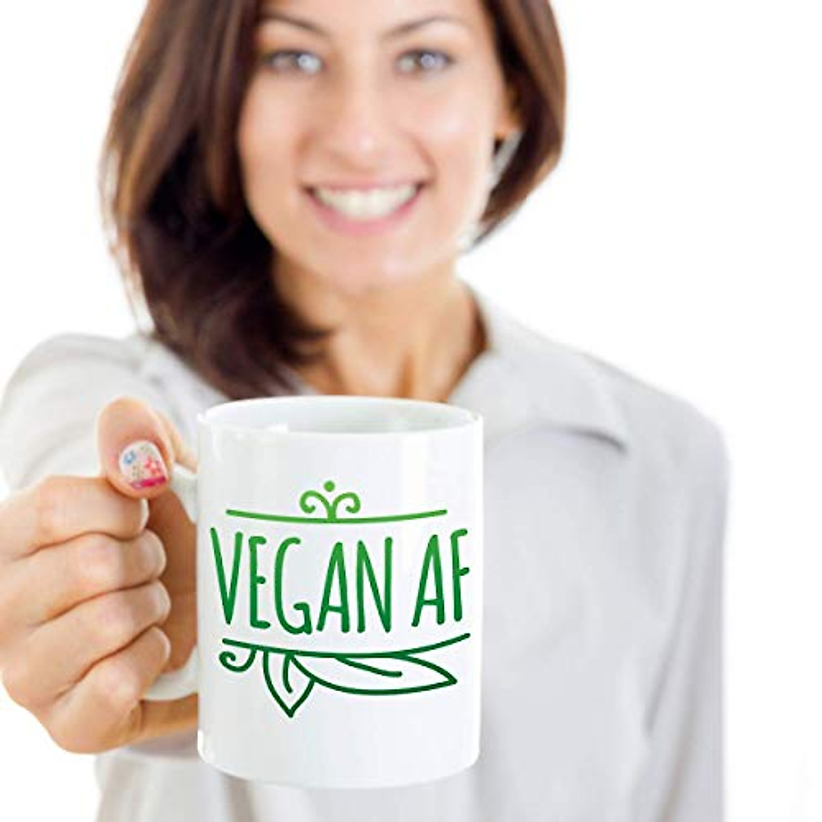 Vegan AF Cool Funny Veganism Coffee & Tea Mug, Office Cup, Decor, Products, Accessories, Collection Items, Kitchen Stuff, And Stocking Stuffers For Vegetarian Girls, Boys, Men & Women (11oz)