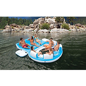 Intex Inflatable Splash N Chill Island Lake Raft Lounger for Up to 7 Adults and Wet Set Adhesive Vinyl Tube Repair Patch 6 Pack Kit