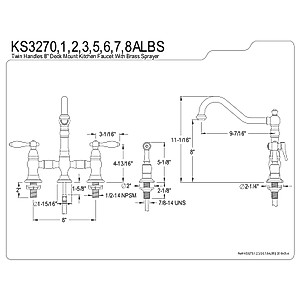 Kingston Brass KS3278ALBS Restoration Bridge Kitchen Faucet, 9-7/16 Inch in Spout Reach, Brushed Nickel