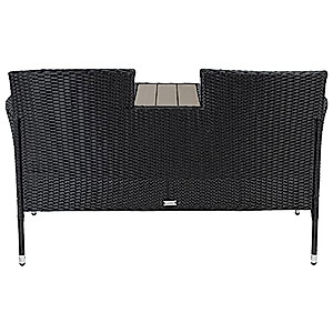 Safavieh Outdoor Collection Viora Wicker Loveseat PAT7710A, Black/White Cushion