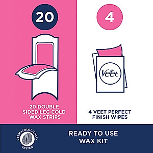 Veet Leg and Body Hair Remover Cold Wax Strips, 40 ct (Pack of 3)