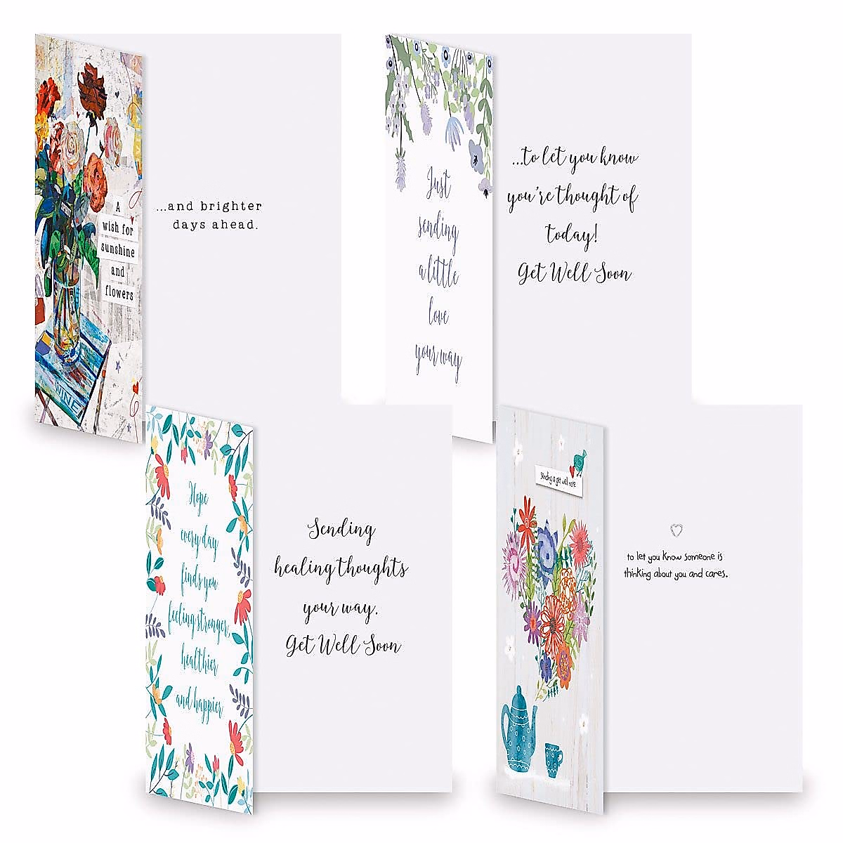 Get Well Greeting Card Value Pack – Set of 18 (9 Designs), Large 5 x 7 inches, Envelopes Included, by Current