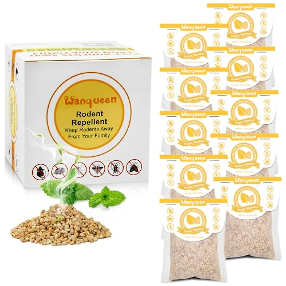 10 Pack Natural Mouse Repellent Pouches Peppermint Oil to Repel Mice and Rats, Rodent Repellent Pest Control Pouches Mice Repellent for House Mouse Deterrent Indoor