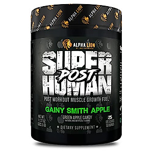 Alpha Lion Superhuman Post, Post Workout Recovery, Fast Acting Post Workout for Men & Women (25 Servings, Gainy Smith Apple)