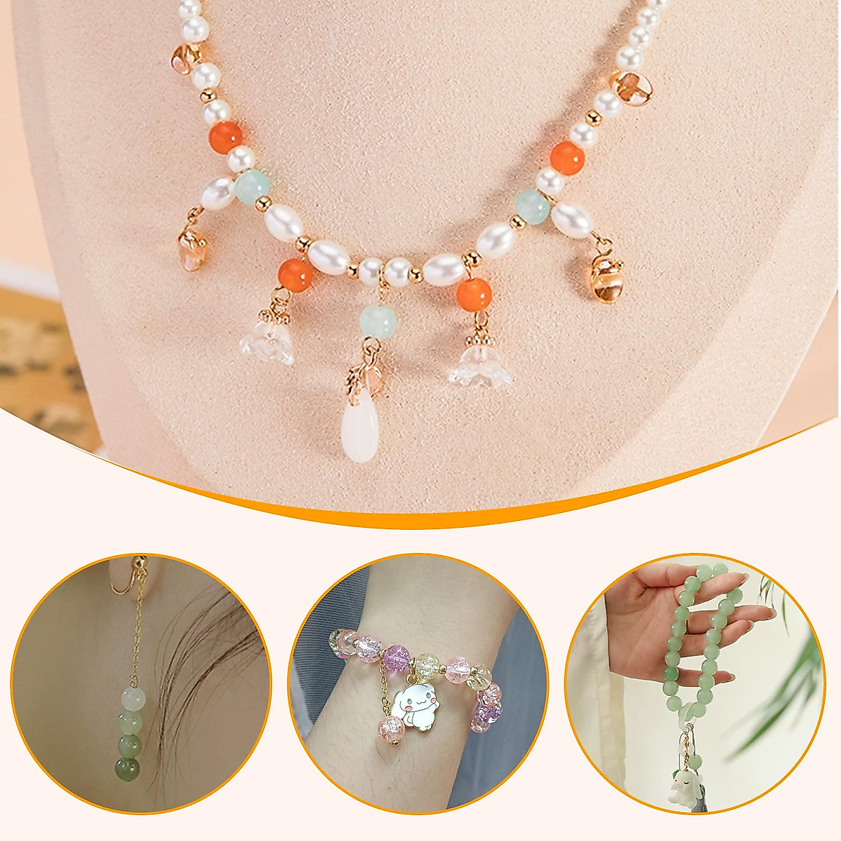 Natonhi 1400pcs 30 Color Glass Beads for Jewelry Making, 8mm Round Crystal Glass Bracelets Making Kit Suitable for Beginner Bracelet Making