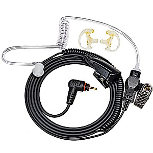 HYS 1-Wire Radio Earpiece for Motorola Single Pin SL300 SL7550 SL7580 SL7590 SL4000 SL3500e SL1K SL1M, Surveillance 2 Way Radio Earpiece with Mic/PTT, W/A Pair Medium Silicon Earmold