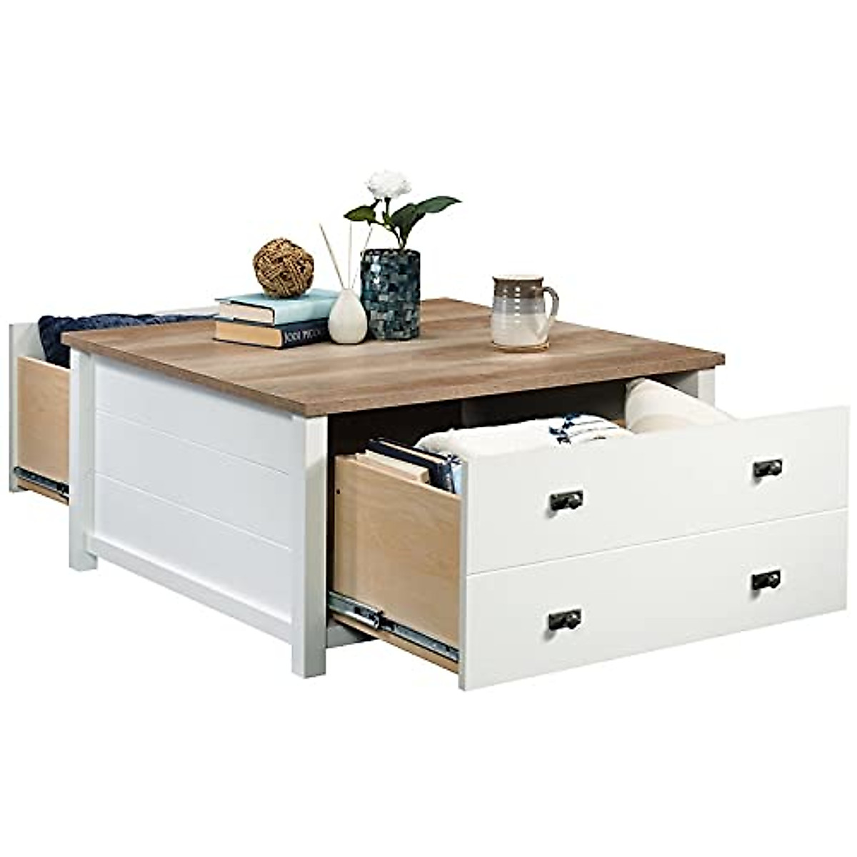 Sauder Cottage Road Storage Coffee Table in Soft White, Soft White Finish