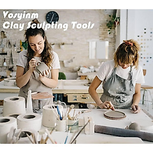 Vosyinm Clay Tools Kit 34 PCS Complete Clay Sculpting Kit,Modeling Clay Tools for Pottery Craft Carving Drawing Dotting Molding,Gifts for Beginners,Pottery Makers