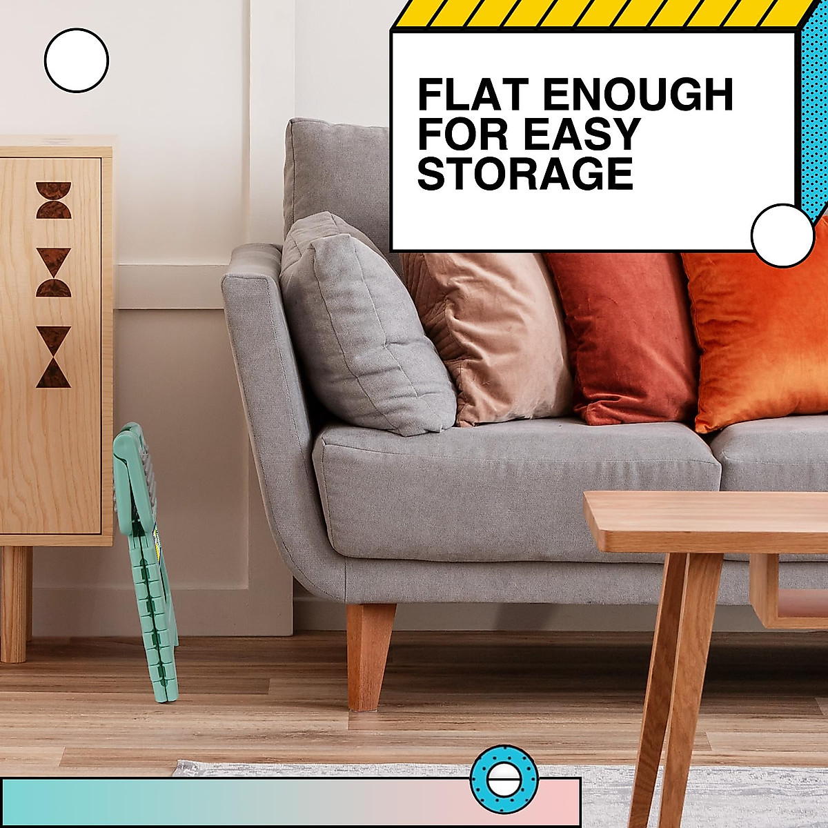 Uinicor 9" Folding Step Stool for Adults and Kids Holds Up to 300 lbs,Non-Slip Folding Stools with Handle, Compact Plastic Foldable Step Stool for Bathroom,Bedroom, Kitchen,Teal 1pc