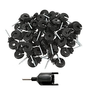 Sedmoon 100Pcs Electric Fence Insulator Screw-in Insulator Fence Ring Post Wood Post Insulator with Insulator Socket Tool (100)
