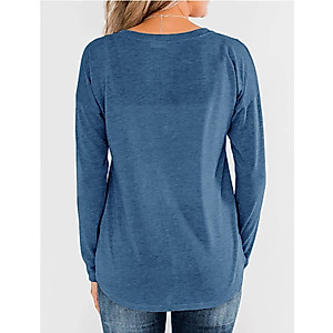 Topstype Womens Henley Tops Long Sleeve Shirts Thermal Pullover Casual Loose Fit Henley Neck Tunics