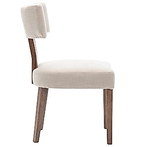 RIVOVA Linen Dining Chairs Set of 4, Modern Dining Chair with Wood Legs, Upholstered Dining Chairs for Dining Room, Kitchen, Vanity, Living Room, Beige