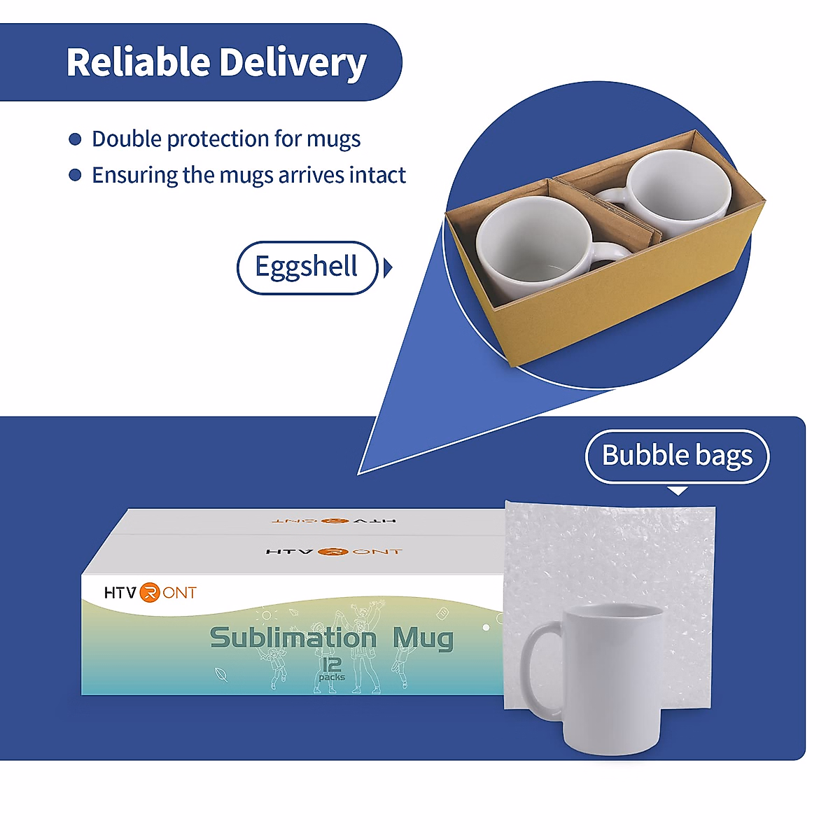 HTVRONT Sublimation Mugs Blank 11 oz - 12 Pack Tazas Para Sublimacion - Sublimation Coffee Mugs