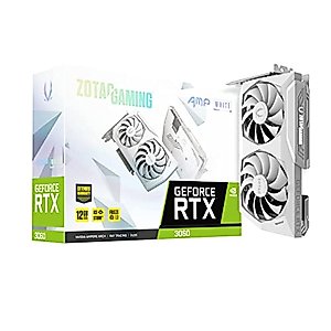 ZOTAC Gaming GeForce RTX™ 3060 AMP White Edition 12GB GDDR6 192-bit 15 Gbps PCIE 4.0 Gaming Graphics Card, IceStorm 2.0 Cooling, Active Fan Control, FREEZE Fan Stop ZT-A30600F-10P