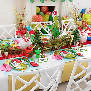 48 Pcs Christmas Place Cards Green Merry Christmas Seating Name Tags Placecard Holders Seating Christmas Thief Name Cards Tents for Dinner Party Birthday Wedding Supplies