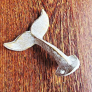 BECUTY Set of 2 Cast Iron Wall Hook-Unique Whale Tail Shape (Gold & White Finish)