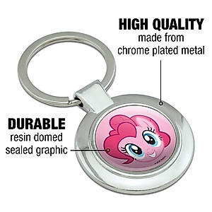 GRAPHICS & MORE My Little Pony Pinkie Pie Face Keychain Classy Round Chrome Plated Metal
