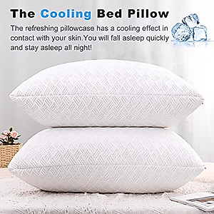 OYT Memory Foam Cooling Bed Pillows for Sleeping - 2 Pack Adjustable Standard Size Gel Shredded Pillows for Sleeping Set of 2 with Side Back Sleepers Washable Removable Cover