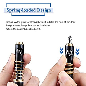 Mesee 2 Pcs 1/4 Inch Hex Shank Center Drill Bit Set, 5mm & 1/4'' Door Hinge Self Centering Tapper Core Hole Opening Puncher Reaming Bits Woodworking Drilling Tools for Window Cabinet